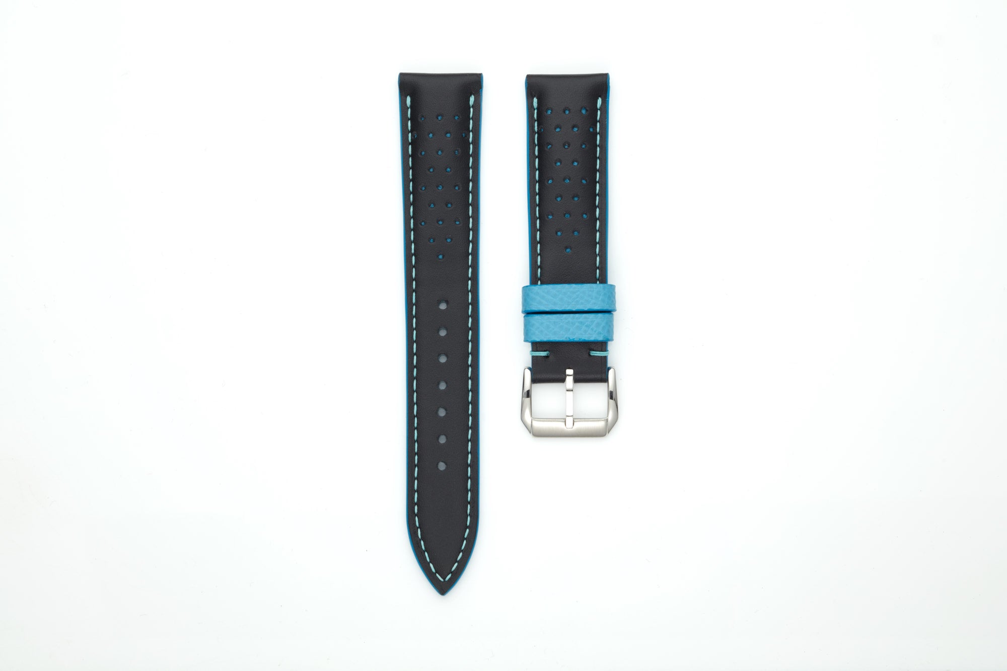 Perforated Racing Leather Strap 20mm - Sky Blue – Zelos Watches