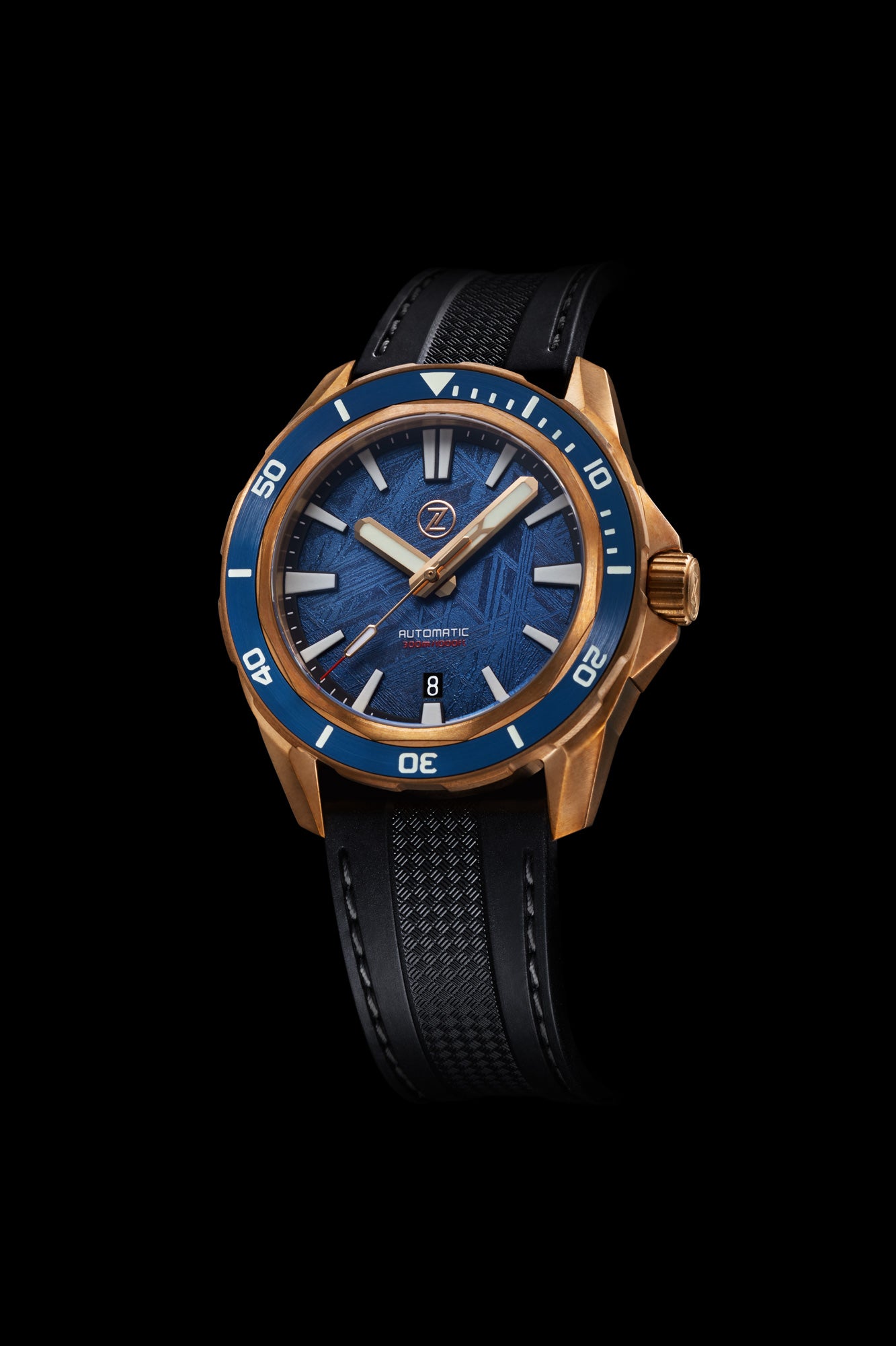 Swordfish Bronze 300m Diver ETA 2892 Blue Meteorite – Zelos Watches